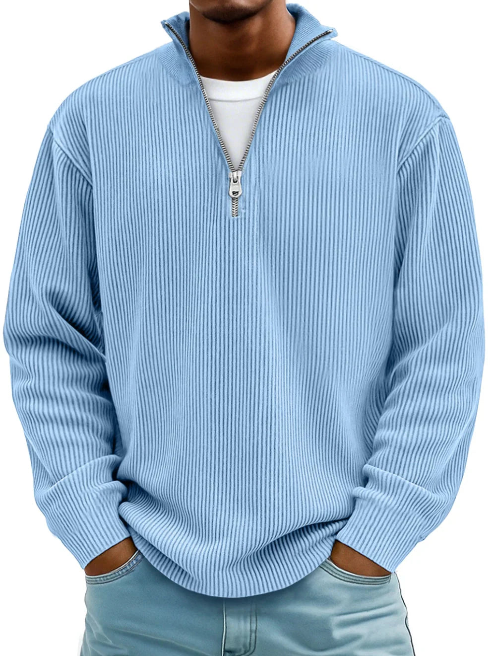 Evan | Modern Ribbed Half-Zip Sweater – Amber Lane